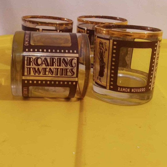 HOUZE ART | Dining | Roaring Twenties Film Strip Cocktail Gold Rimmed ...